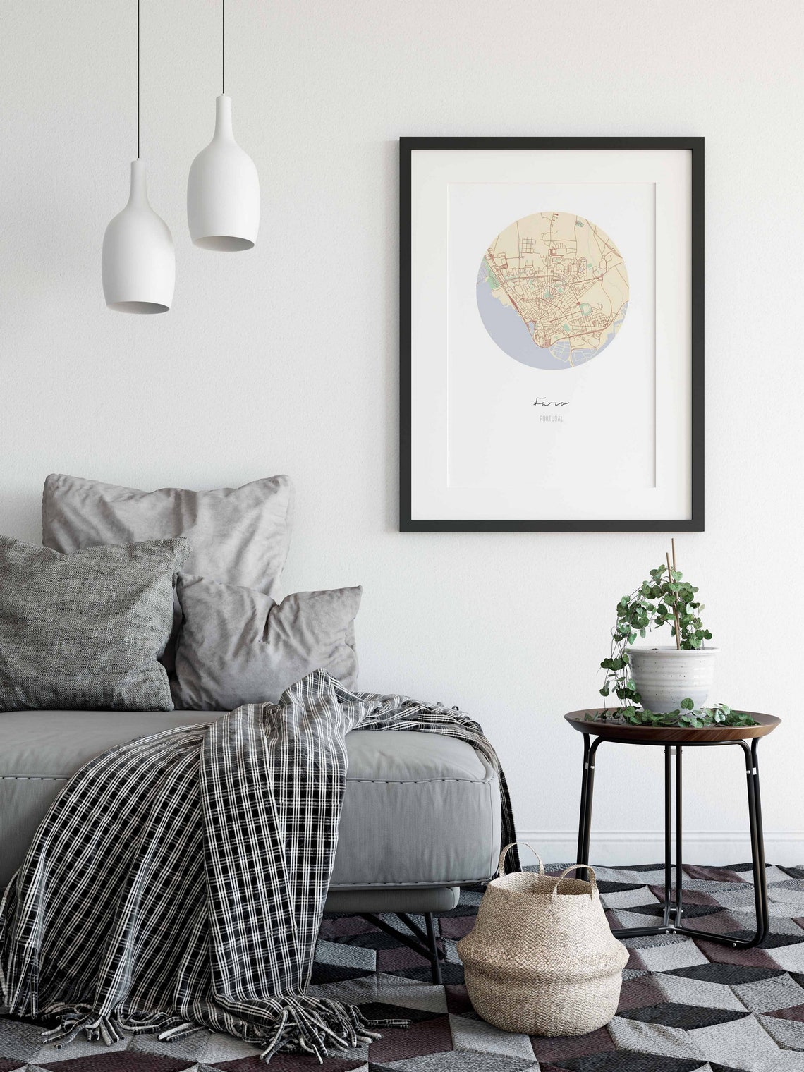 FARO Portugal Map Poster Wall Decor Design Modern Minimal Nordic Travel ...