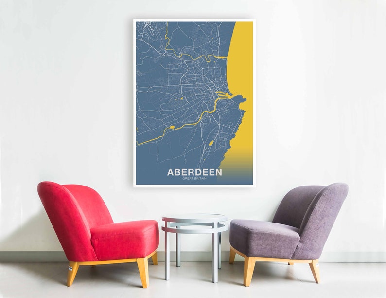 ABERDEEN Great Britain Poster Color Hometown City Print Modern - Etsy