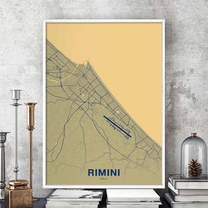 RIMINI Italy Map Poster Color Hometown City Print Modern Home Decor ...