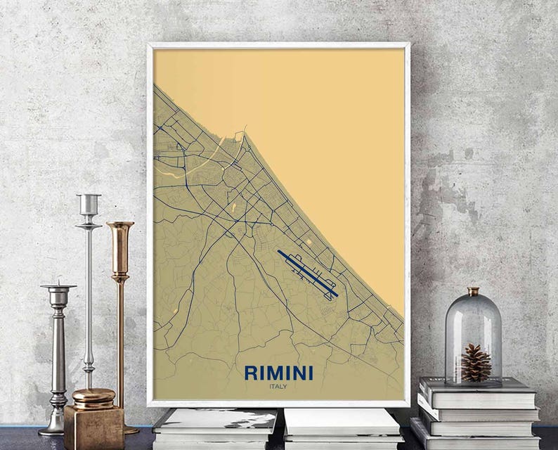 RIMINI Italy Map Poster Color Hometown City Print Modern Home - Etsy