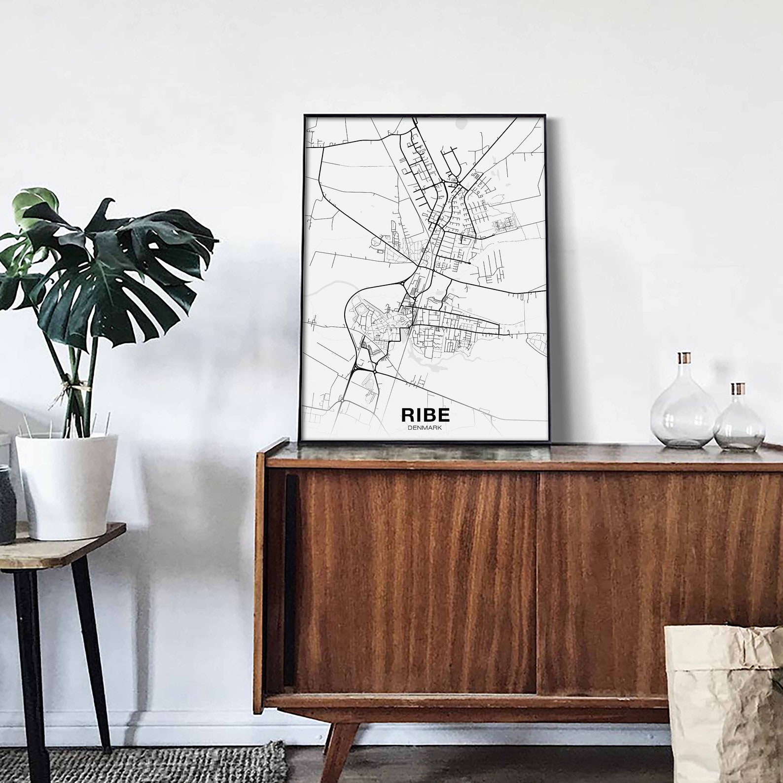RIBE Denmark Map Poster Hometown City Print Modern Home Decor | Etsy