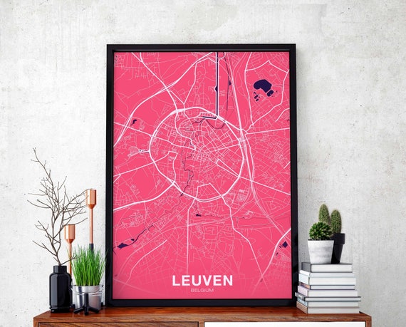 LEUVEN Belgium Belgique Map Poster Color Hometown City Print | Etsy