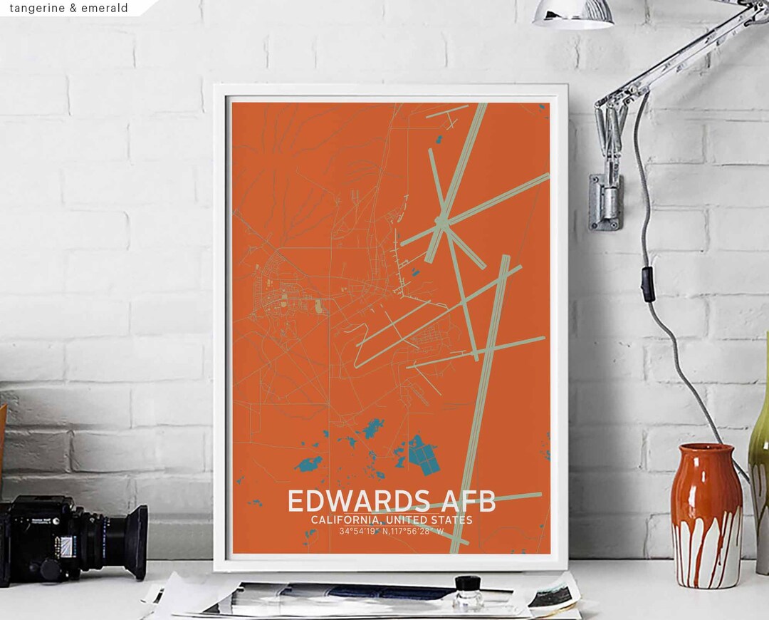 EDWARDS AFB California USA Map Poster Black White Hometown City Print ...