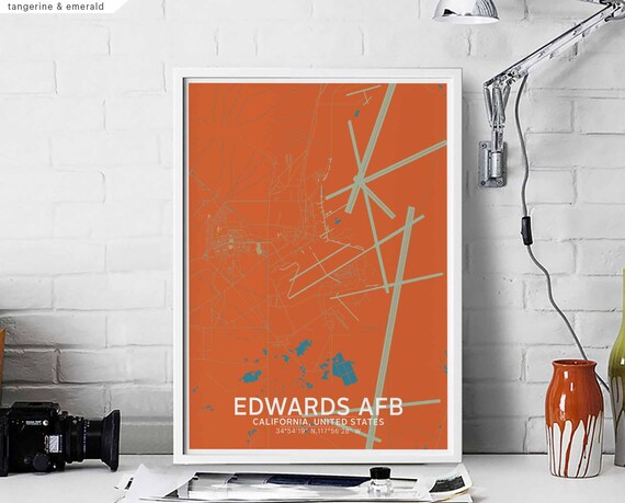 EDWARDS AFB California USA Map Poster Black White Hometown | Etsy