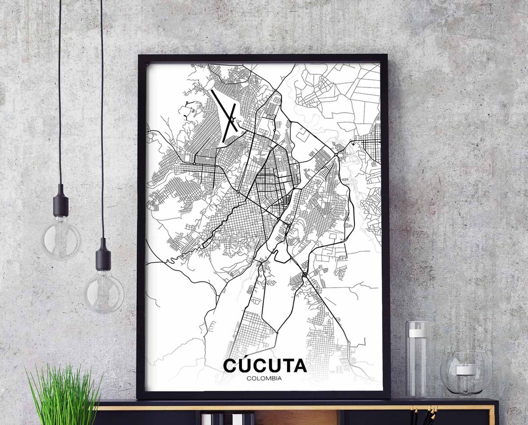 CUCUTA Colombia Map Poster Black White Hometown City Print Modern Home ...