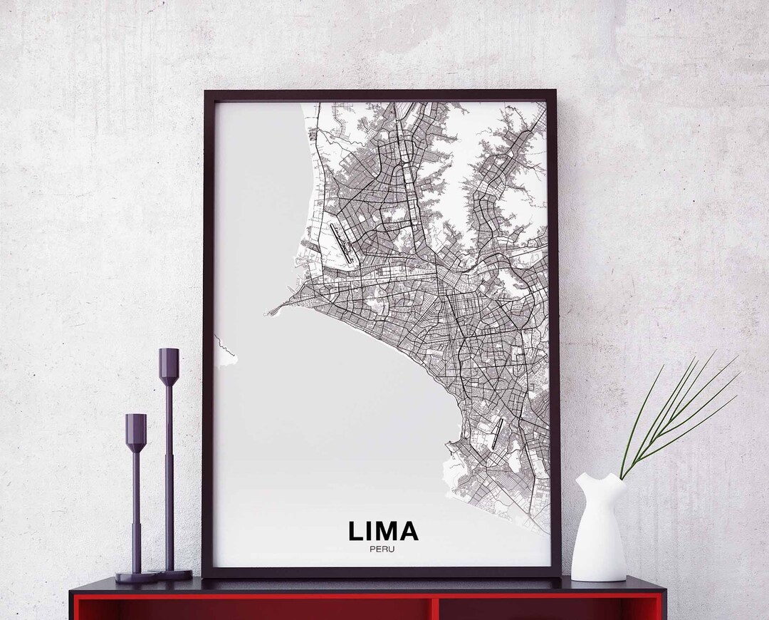 LIMA Peru Map Poster Hometown City Print Modern Home Decor Office ...