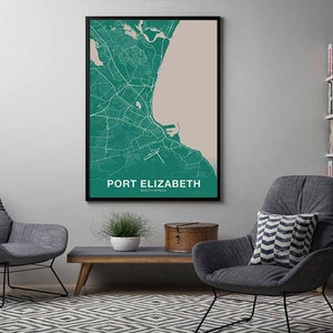 PORT ELIZABETH South Africa Poster Color Hometown City Print Modern ...