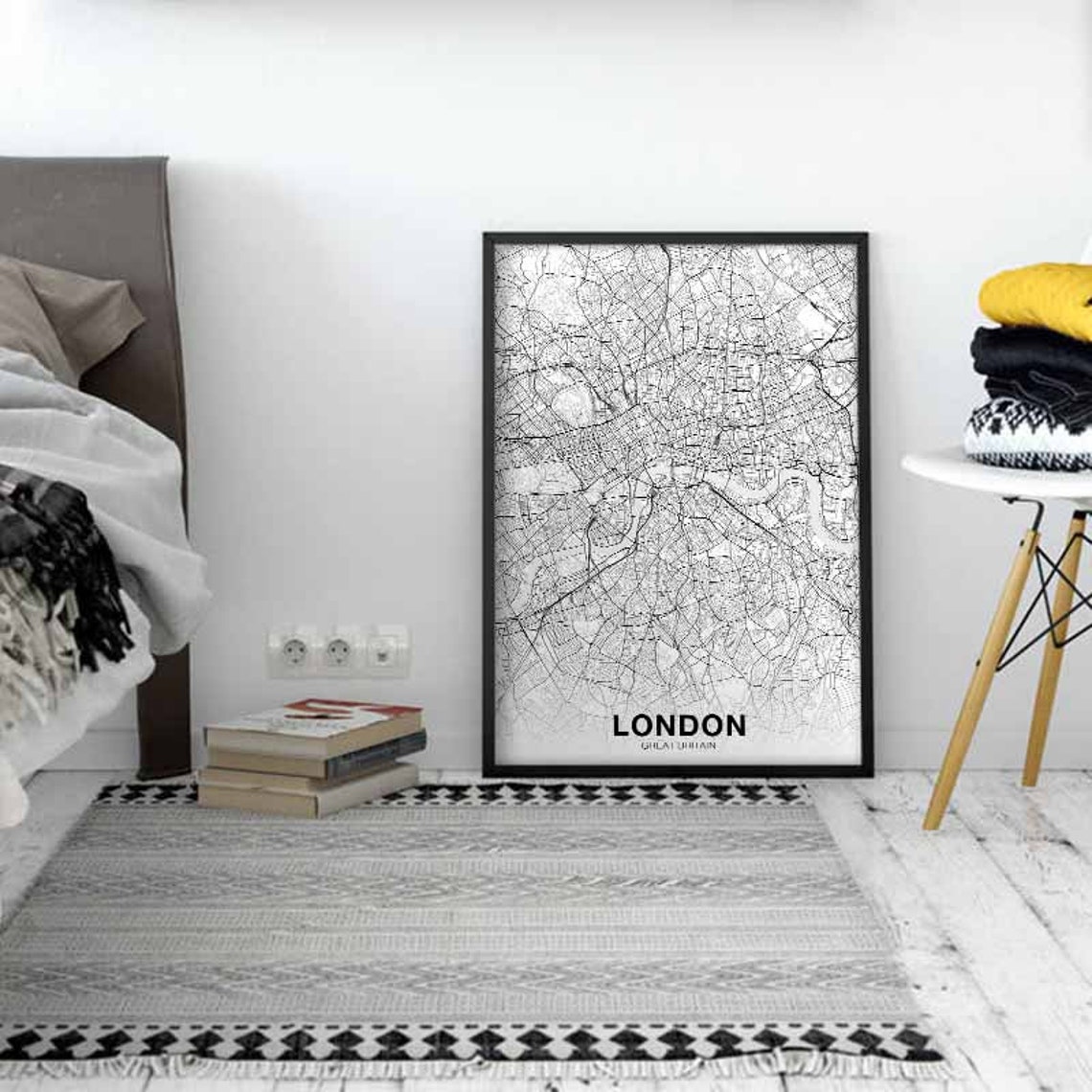 LONDON UK GB map poster Hometown City Print Modern Home Decor | Etsy