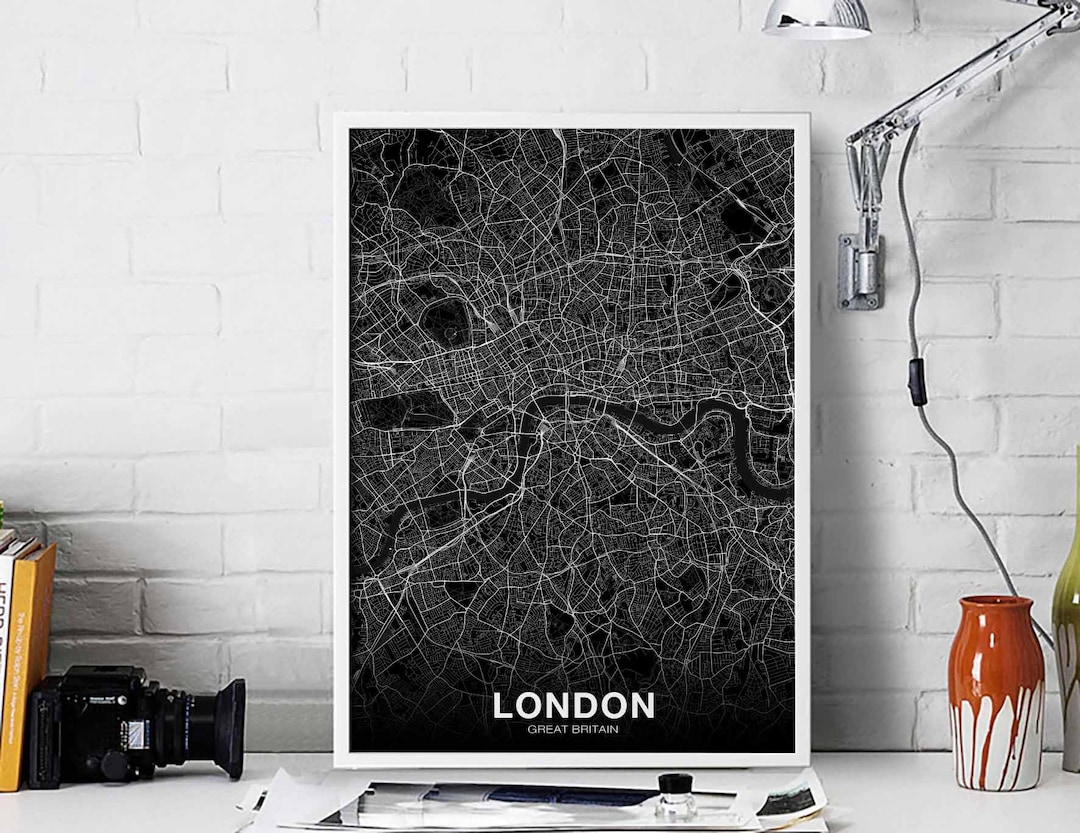 LONDON Great Britain UK Map Poster Hometown City Print Modern Home ...