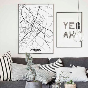 AVIANO Italy Map Poster Hometown City Print Modern Home Decor Office ...
