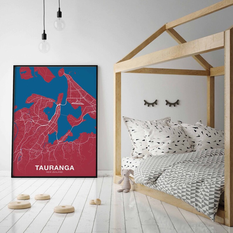 TAURANGA New Zealand Map Poster Color Hometown City Print - Etsy