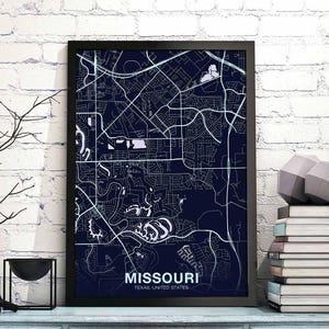 MISSOURI Texas TX USA Map Poster Color Hometown City Print Modern Home ...