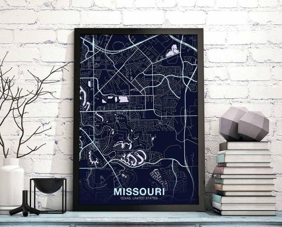 MISSOURI Texas TX USA map poster color Hometown City Print | Etsy