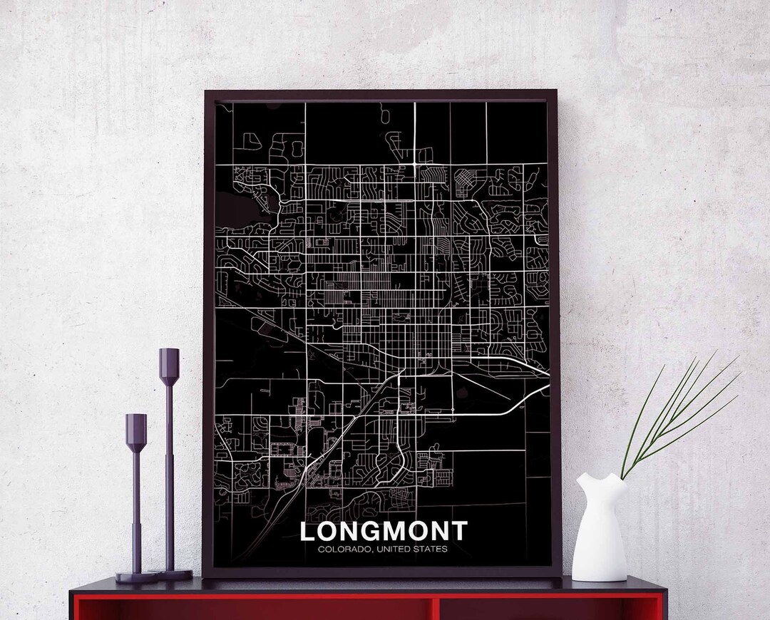 LONGMONT Colorado CO USA Map Poster Black White Hometown City Print ...