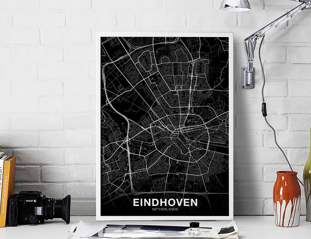 EINDHOVEN NETHERLANDS Map Poster Hometown City Print Modern Home Decor ...
