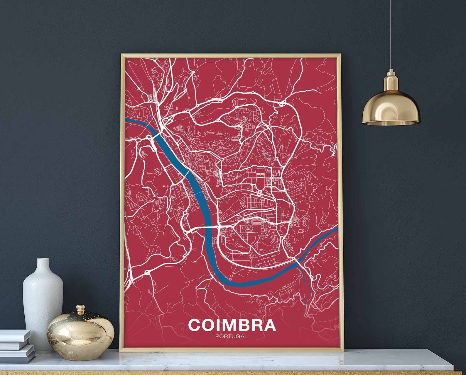 COIMBRA Portugal Map Poster Color Hometown City Print Modern Home Decor ...