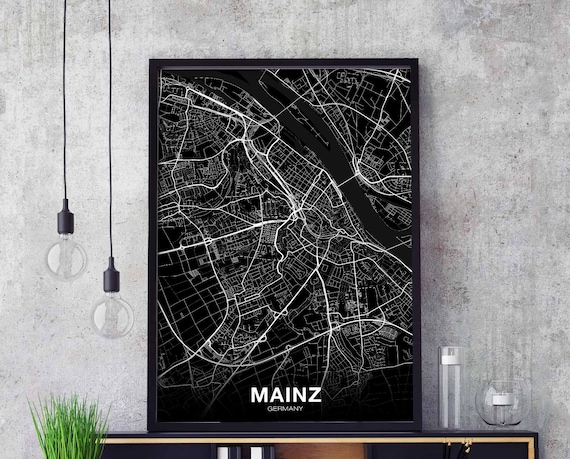 Prints MAINZ Germany map poster color Hometown City Print Modern Home ...