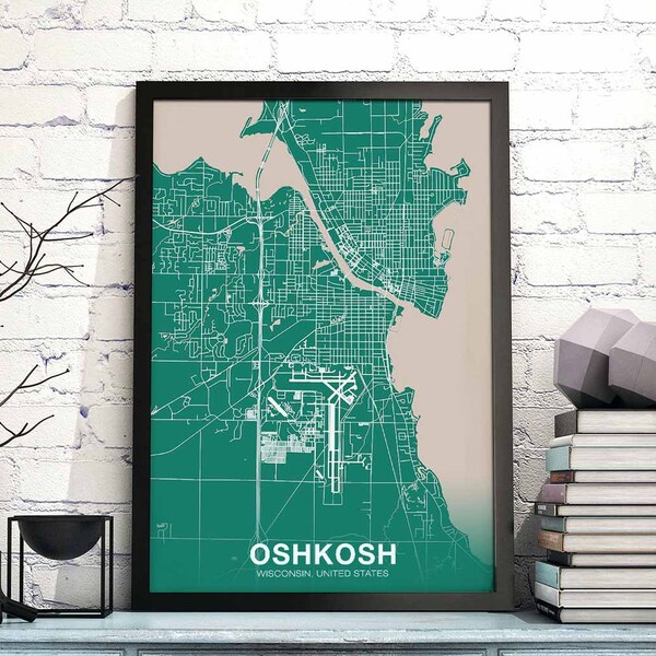 Oshkosh City Map - Etsy