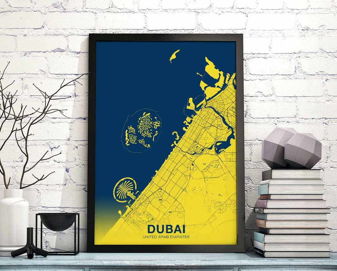 DUBAI United Arab Emirates UAE Map Poster Color Hometown City Print ...