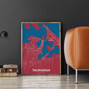 TAURANGA New Zealand Map Poster Color Hometown City Print Modern Home ...
