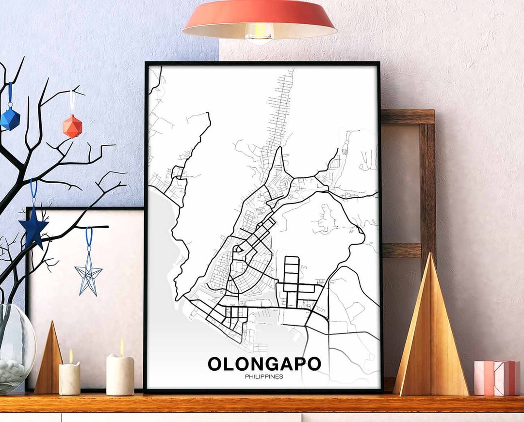 OLONGAPO Philippines Map Poster Black White Hometown City Print Modern ...