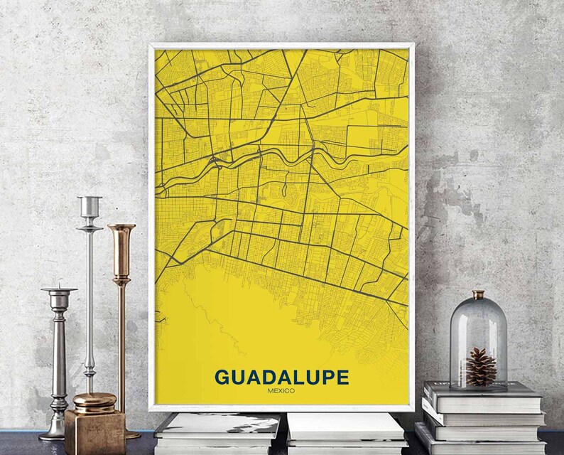 GUADALUPE Mexico Map Poster Color Hometown City Print Modern | Etsy