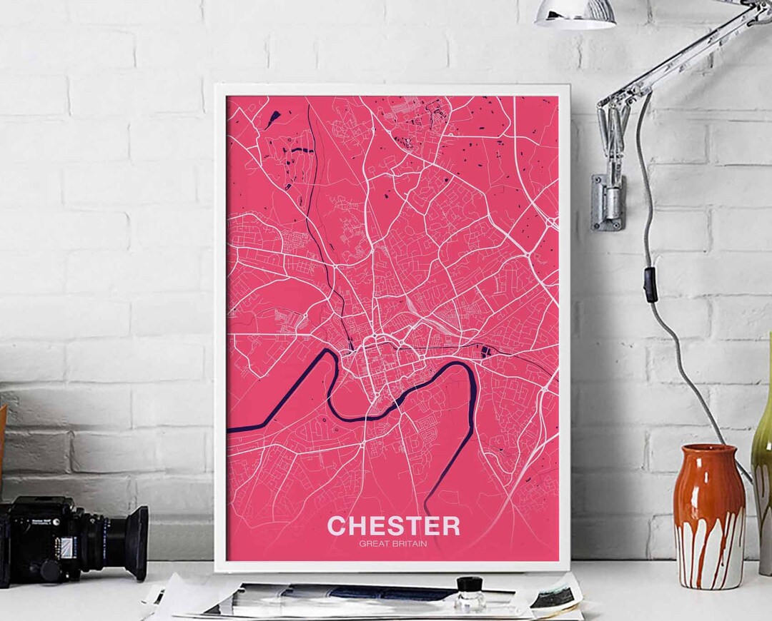 CHESTER Great Britain UK Map Poster Color Hometown City Print Modern ...