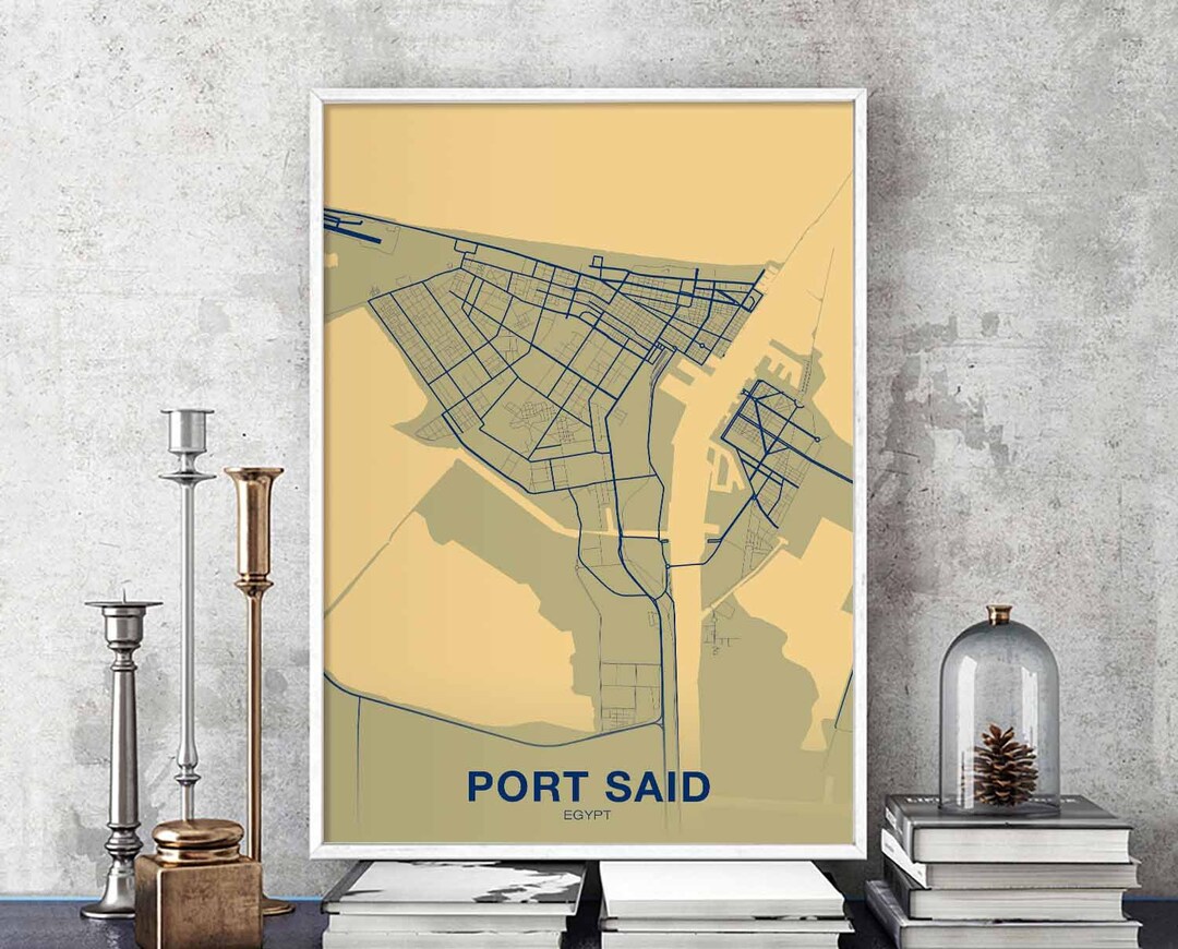 PORT SAID Egypt Map Poster Color Hometown City Print Modern Home Decor ...