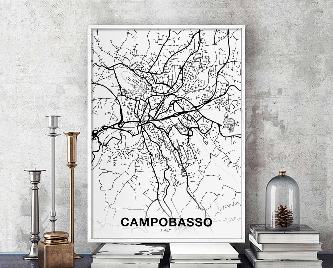CAMPOBASSO Italy Map Poster Hometown City Print Modern Home Decor ...