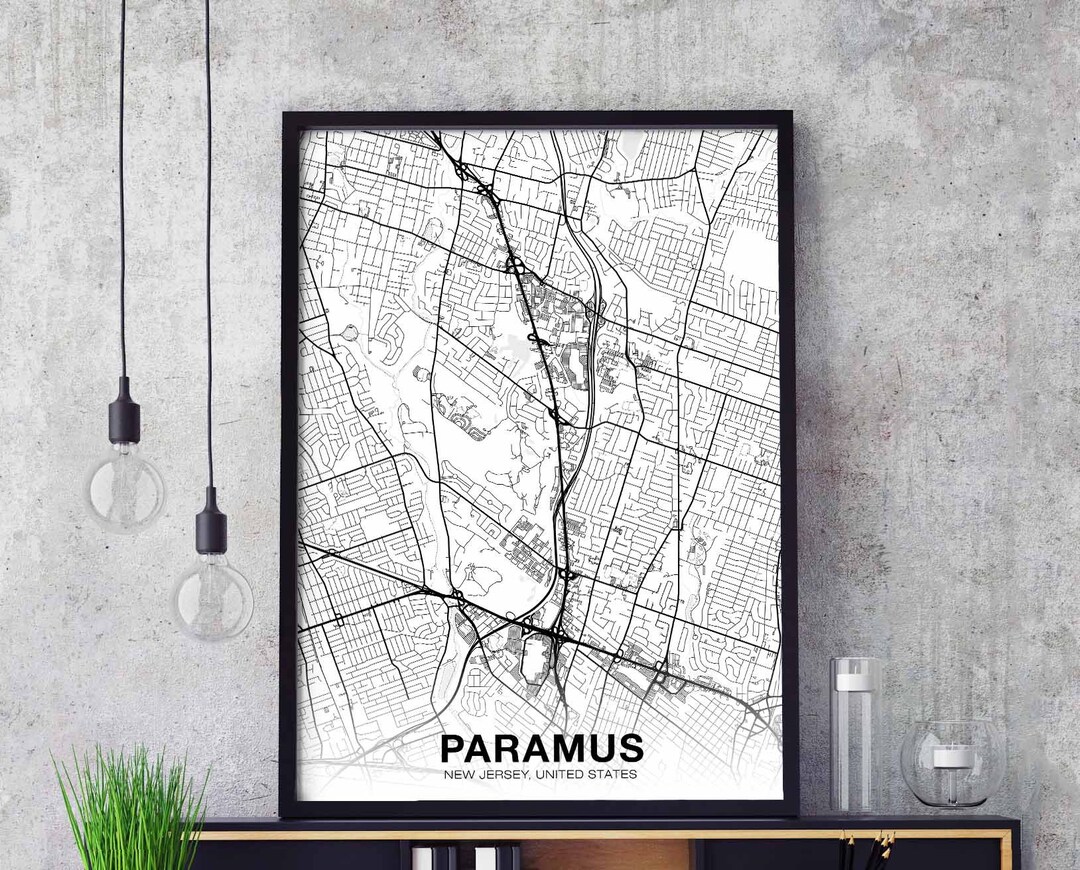 PARAMUS New Jersey NJ USA Map Poster Black White Hometown City Print ...