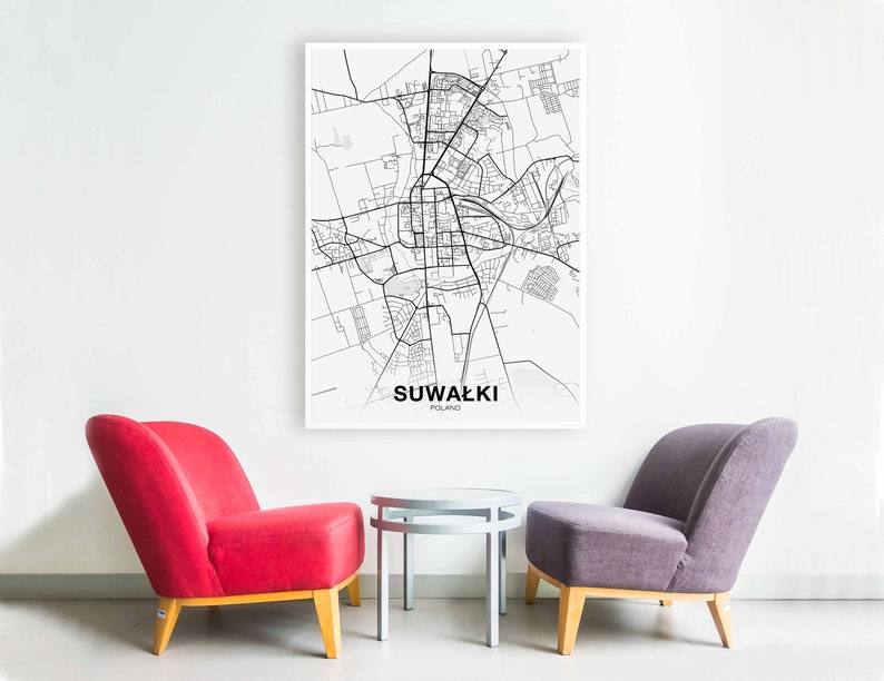 SUWAŁKI Suwalki Poland Map Poster Hometown City Print Modern - Etsy