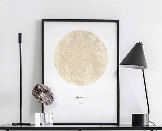 QOM Iran Map Poster Wall Decor Design Modern Minimal Nordic | Etsy