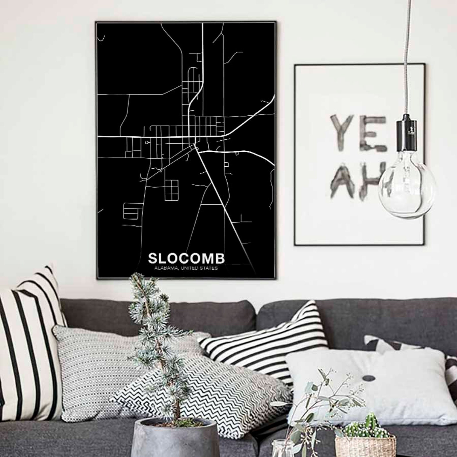 SLOCOMB Alabama AL USA Map Poster Black White Hometown City Print ...