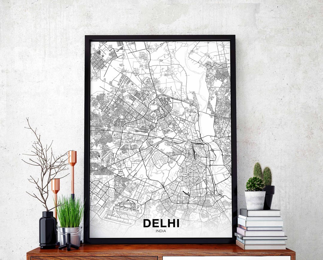 DELHI India Map Poster Hometown City Print Modern Home Decor Office ...