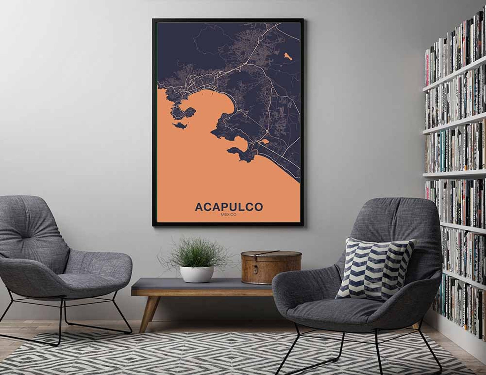 ACAPULCO Mexico Poster Color Hometown City Print Modern Home | Etsy