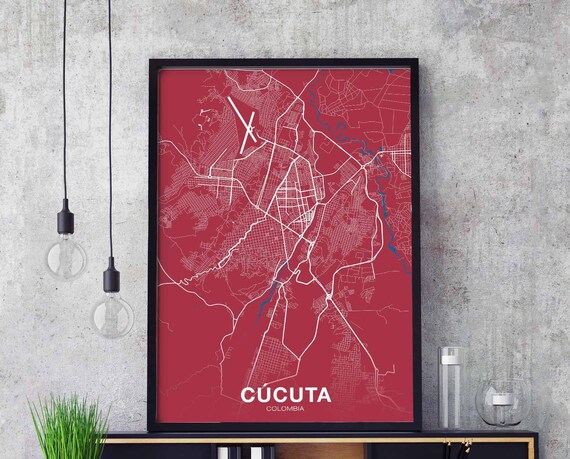CUCUTA Colombia map poster color Hometown City Print Modern | Etsy