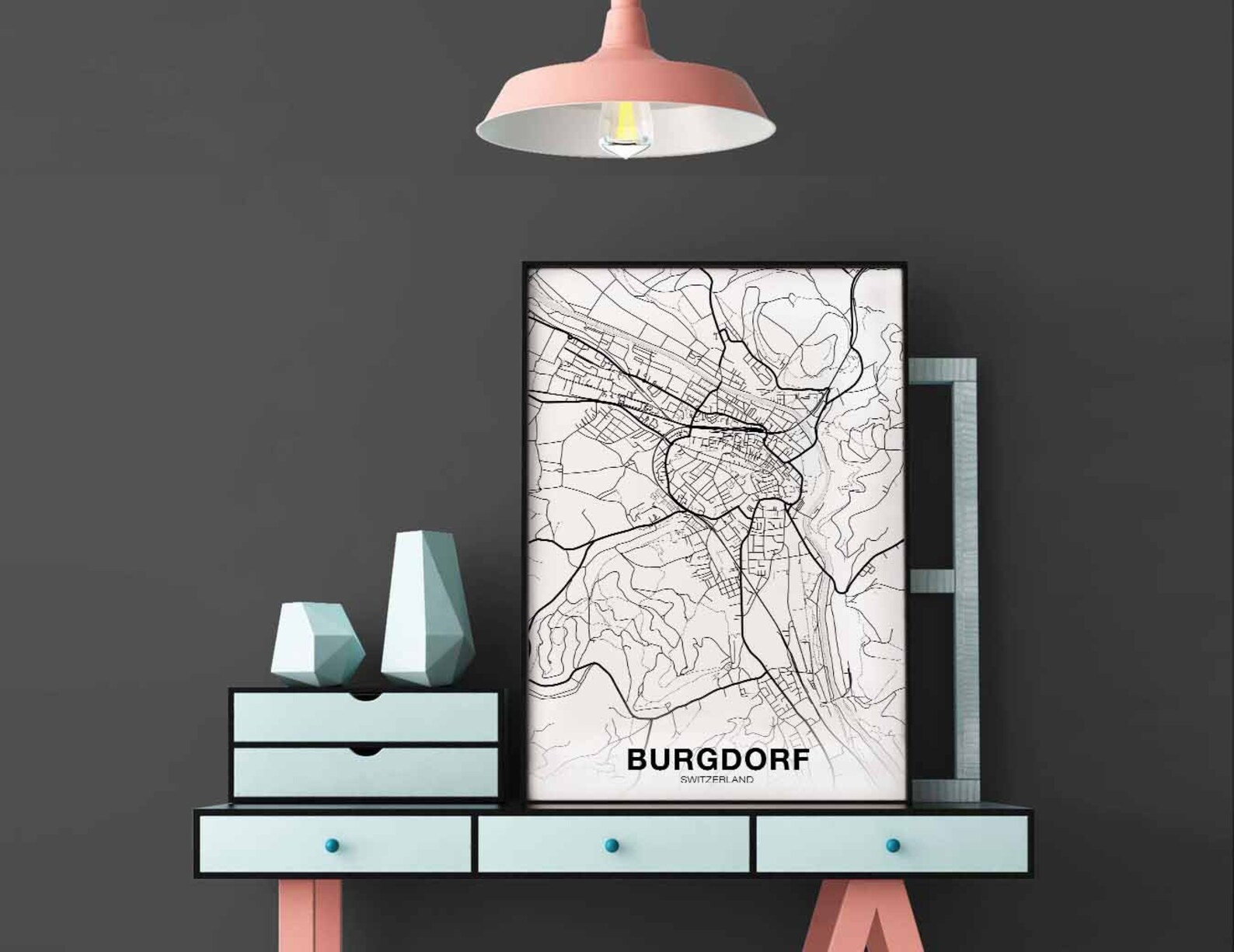 BURGDORF Switzerland Map Poster Hometown City Print Modern - Etsy