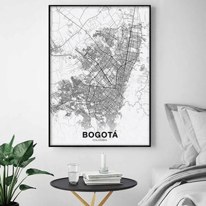 BOGOTA Colombia Map Poster Hometown City Print Modern Home Decor Office ...