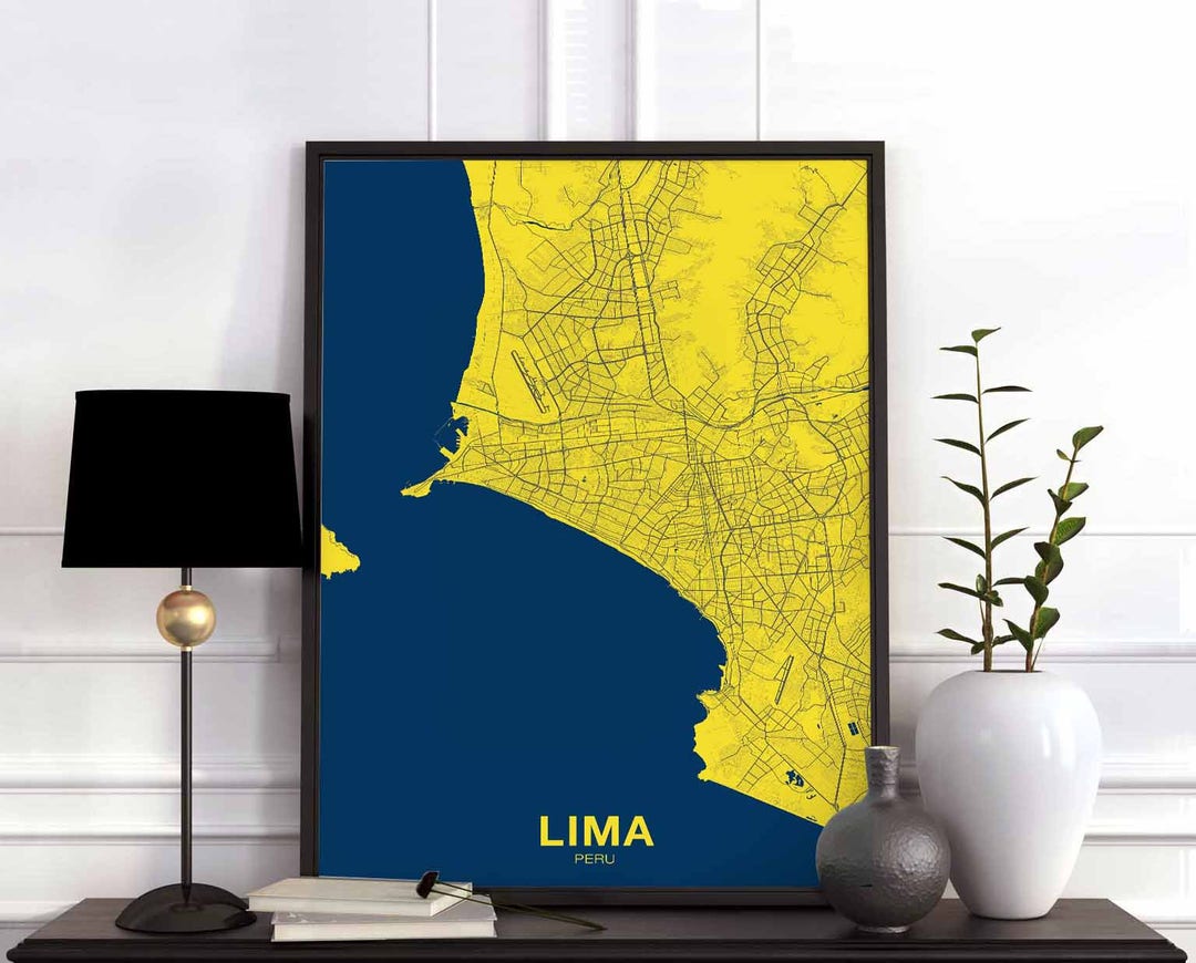 LIMA Peru Map Poster Color Hometown City Print Modern Home Decor Office ...