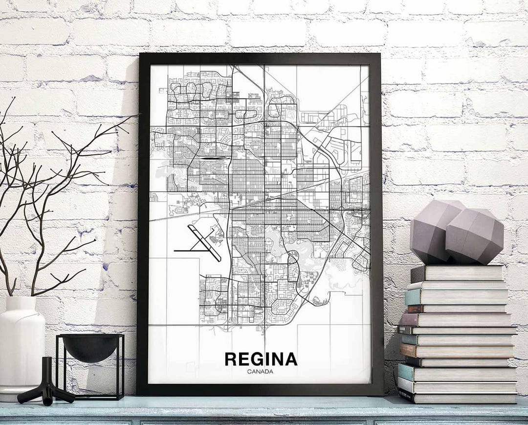 REGINA Canada Map Poster Hometown City Print Modern Home Decor Office ...