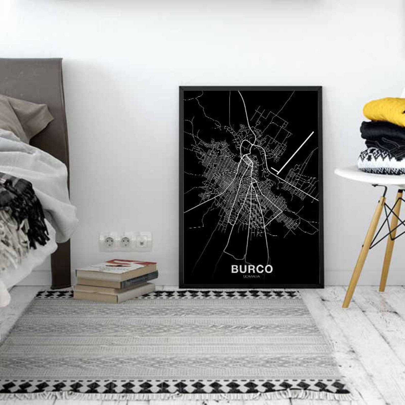 BURCO BURAO Somalia Map Poster Black White Hometown City Print - Etsy