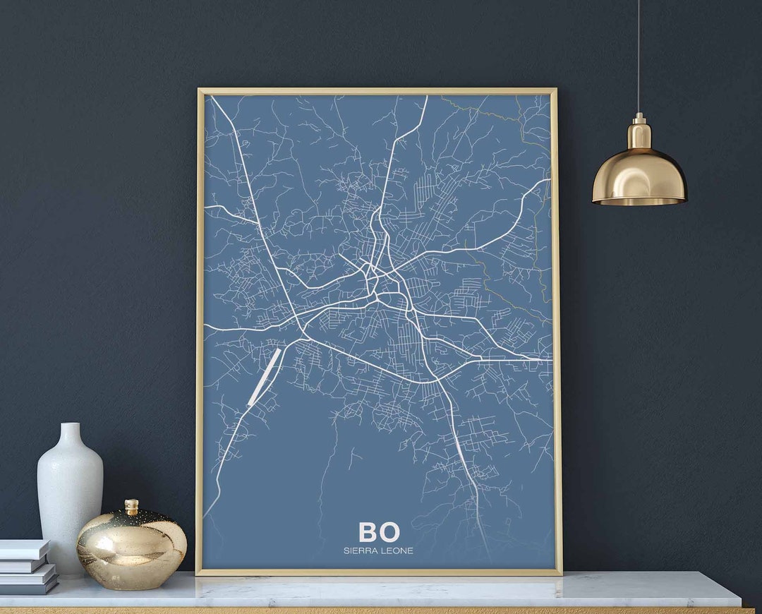 BO Sierra Leone Map Poster Color Hometown City Print Modern Home Decor ...