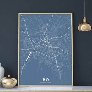 BO Sierra Leone Map Poster Color Hometown City Print Modern Home Decor ...