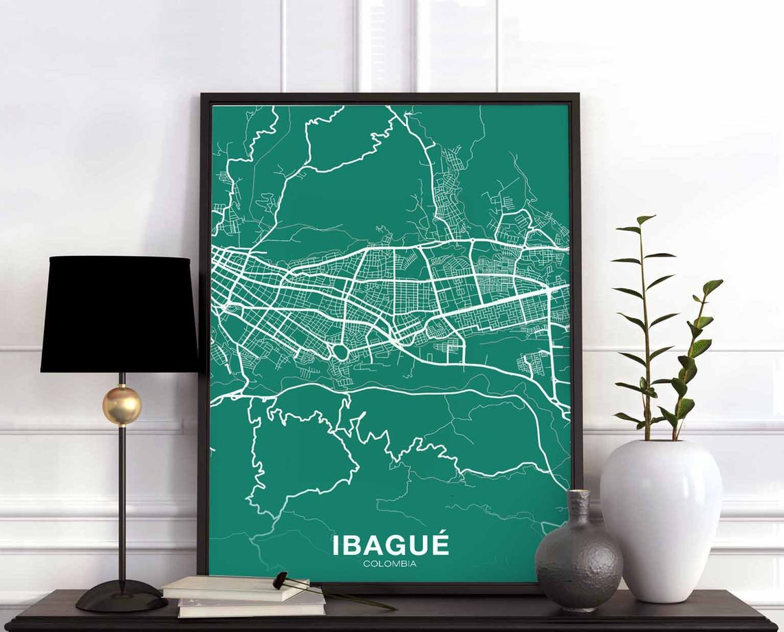 IBAGUE Colombia Map Poster Color Hometown City Print Modern | Etsy