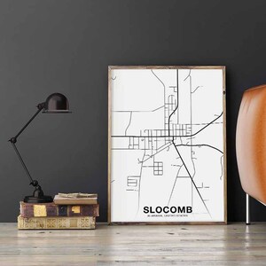 SLOCOMB Alabama AL USA Map Poster Black White Hometown City Print ...