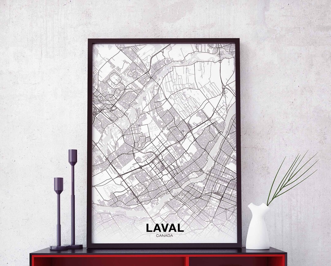 LAVAL Canada Map Poster Hometown City Print Modern Home Decor Office ...