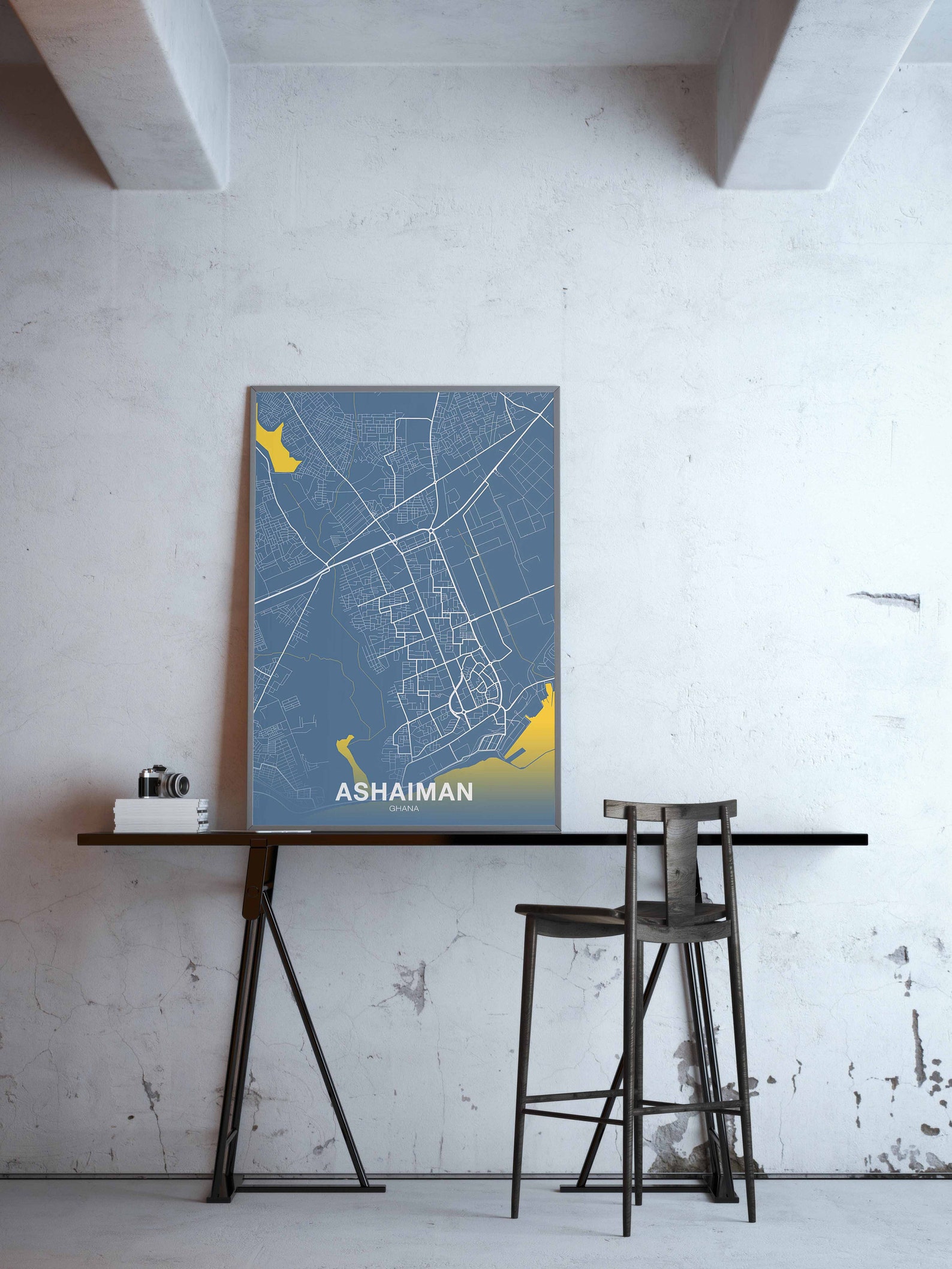 ASHAIMAN Ghana Map Poster Color Hometown City Print Modern | Etsy