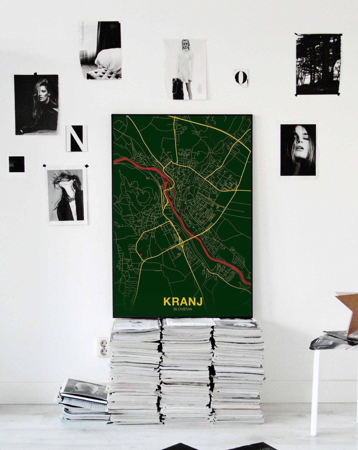 KRANJ Slovenia Map Poster Color Hometown City Print Modern Home Decor ...