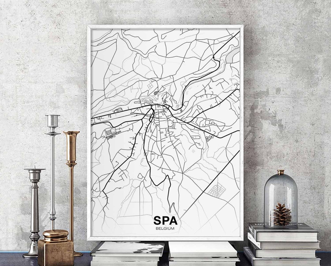 SPA Belgium Map Poster Hometown City Print Modern Home Decor Office ...