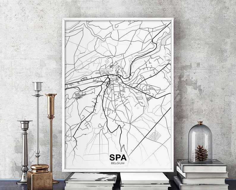 SPA Belgium Map Poster Hometown City Print Modern Home Decor - Etsy Ireland